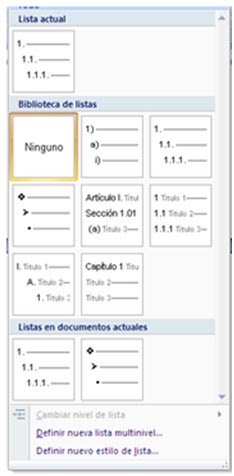 Trabajar con esquemas numerados o listas multinivel en Word