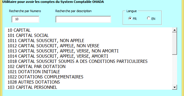 Ferdinet: OHADA Plan Comptable Excel Add-Ins (Français - Anglais)