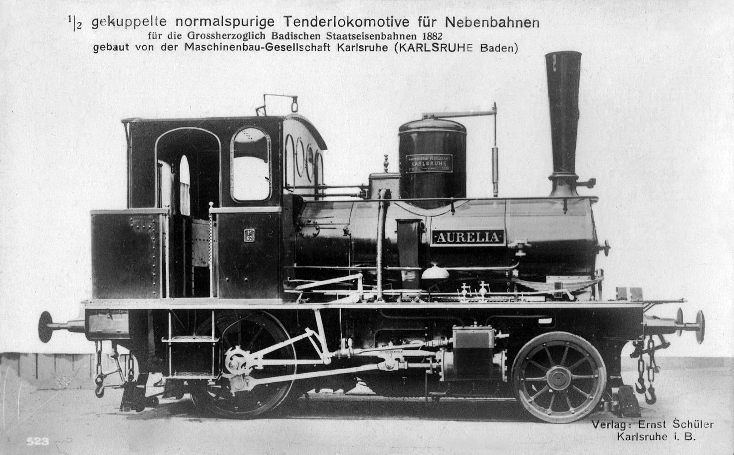 transpress nz: German standard gauge 2-2-0 tank loco for branch lines, 1882