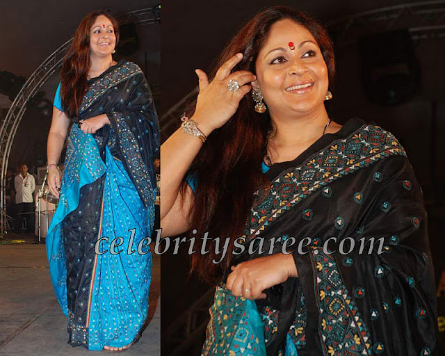 Rathi Agnihotri Black Mirror Work Sari - Saree Blouse Patterns