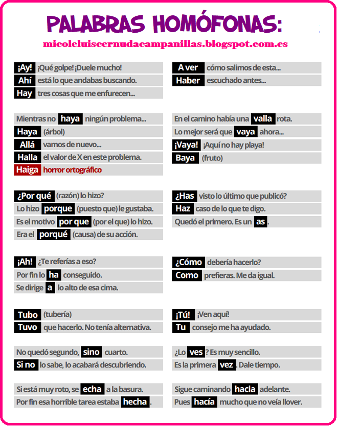Palabras Homofonas