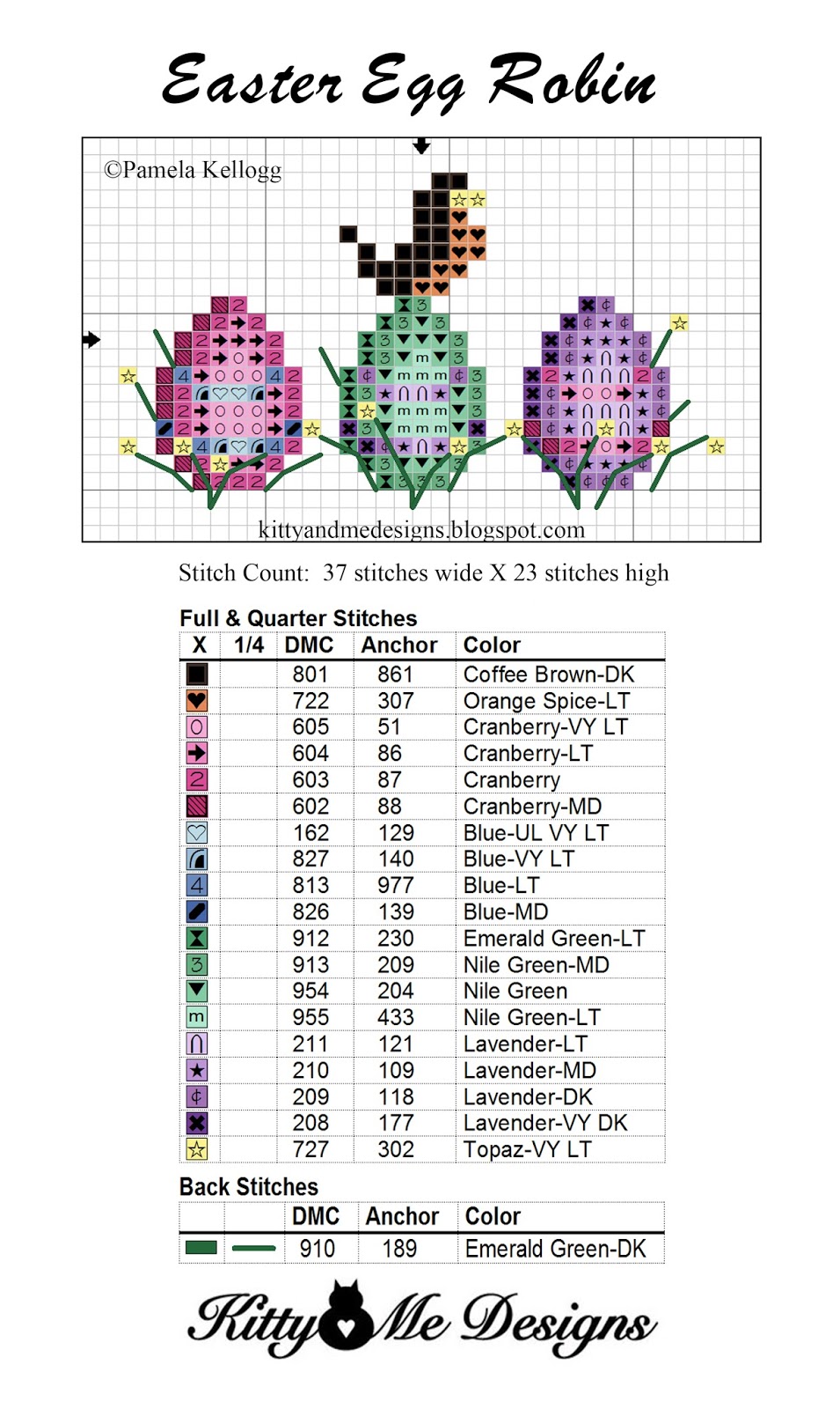 Kitty And Me Designs: Easter Egg Robin Free Cross Stitch Pattern