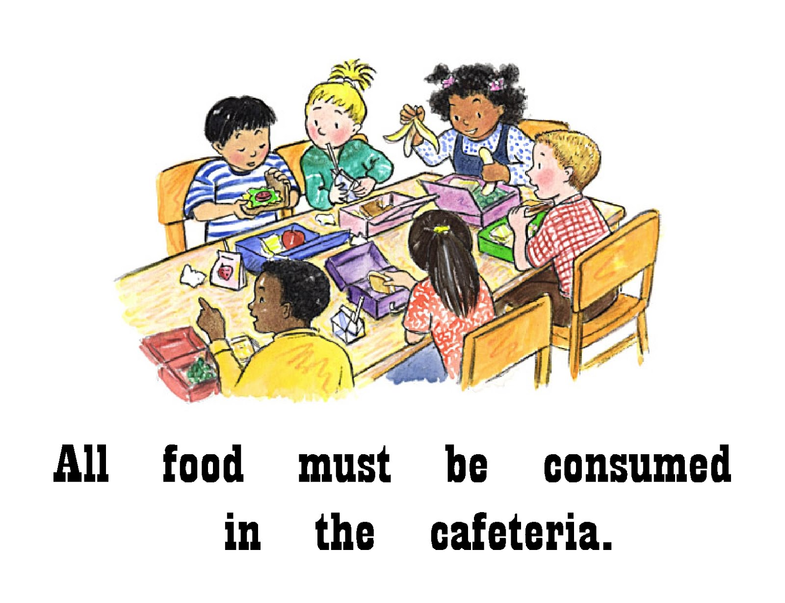 Free Posters and Signs: Consume Food in Cafeteria