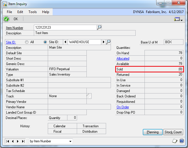 Dynamics GP Essentials: Rule of Thumb | Negative Quantity Sold on Item Maintenance