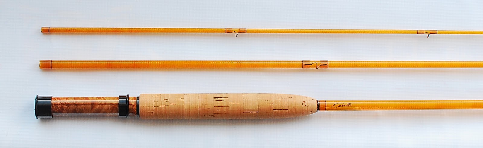Handcrafted graphite and fiberglass fly rods: Kabuto brown