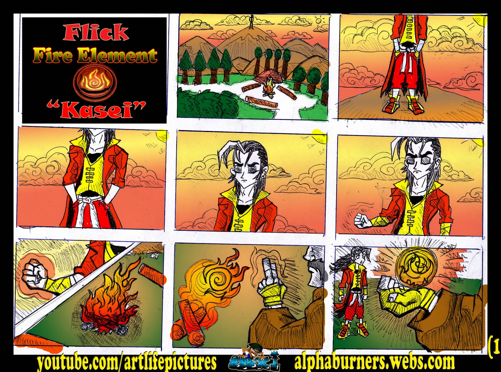 The Alpha Burners: FLICK Dreamworld storyboard,Fire Element