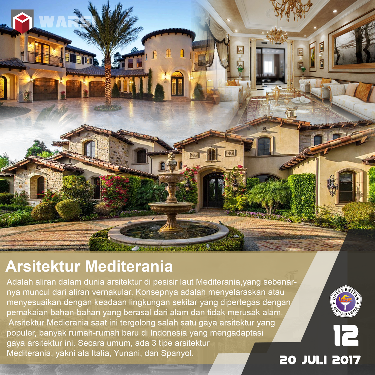 HIMA GUNADARMA: WAWASAN ARSITEKTUR 12 - GAYA ARSITEKTUR MEDITERANIA