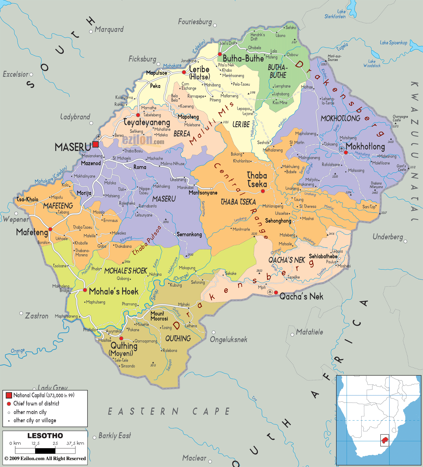 CARTES DU LESOTHO - Encyclopédie Globale™