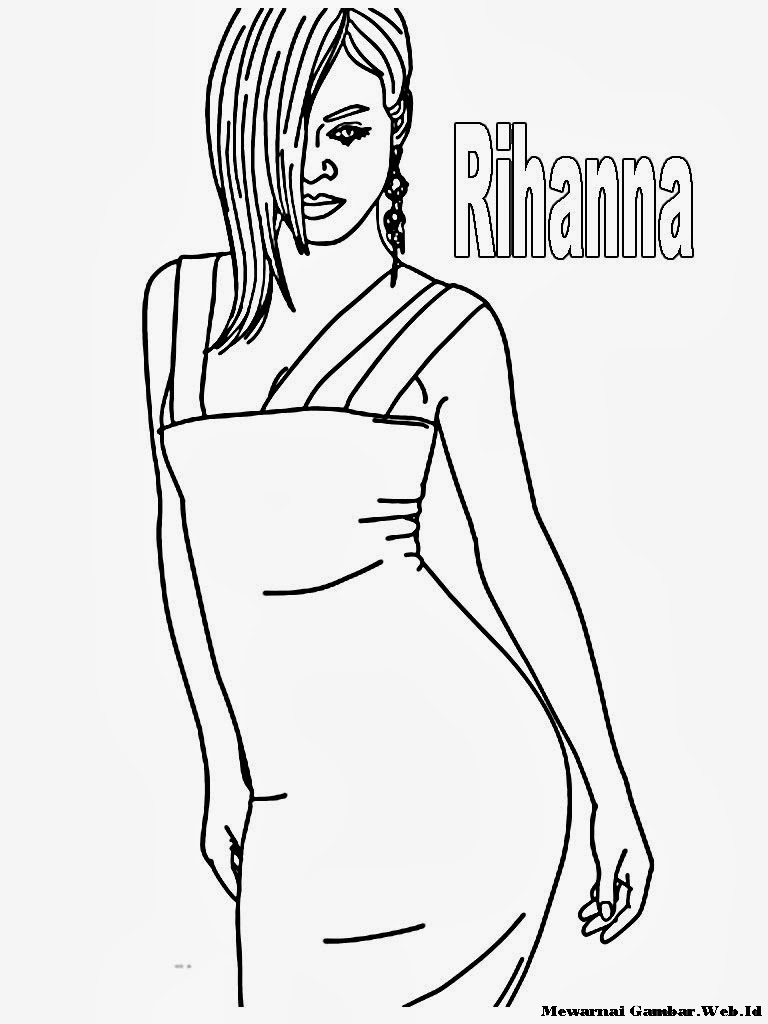 Rihanna Kleurplaat Mewarnai Hellokids Personas Reales Coloriages ...