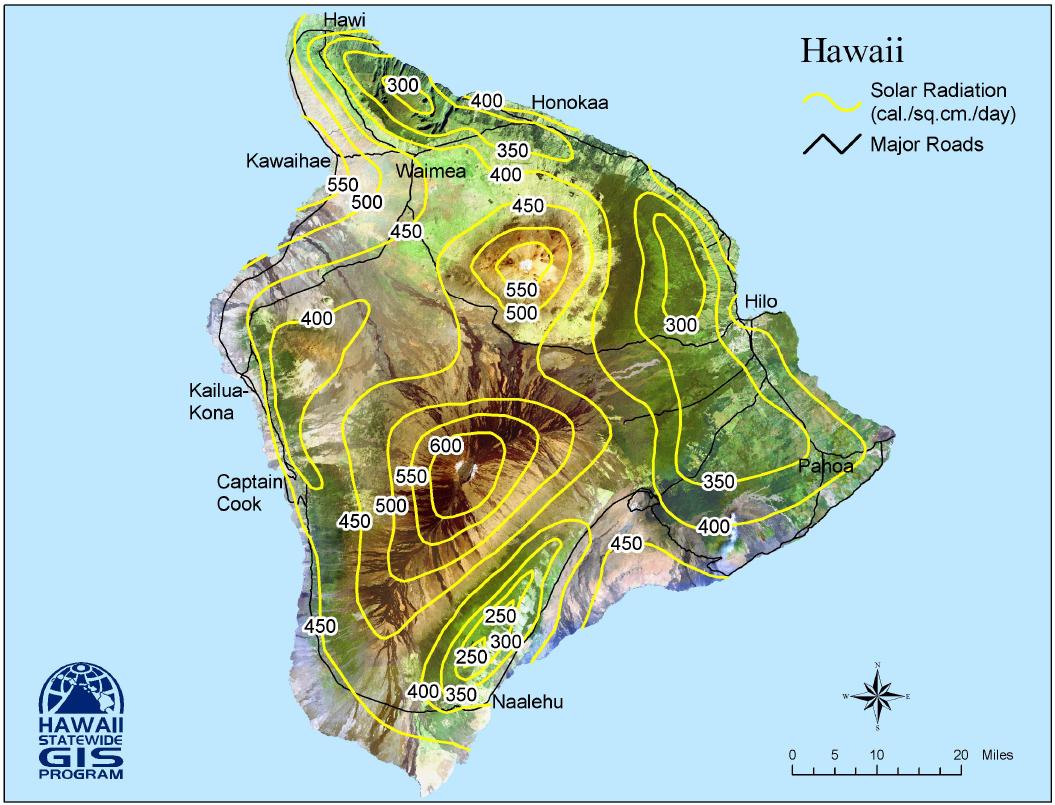 Things to do when you're not working: Solar Radiation Map for Hawaii Island