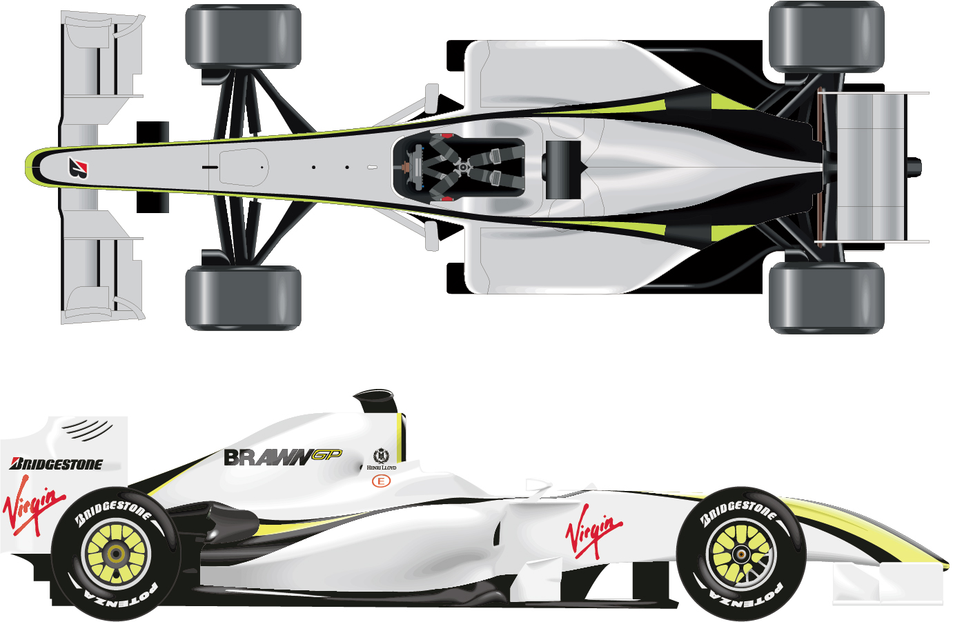 Bezierinfoベジェインフォ: レーシングカー車体 F1 racing car figure vector イラスト素材