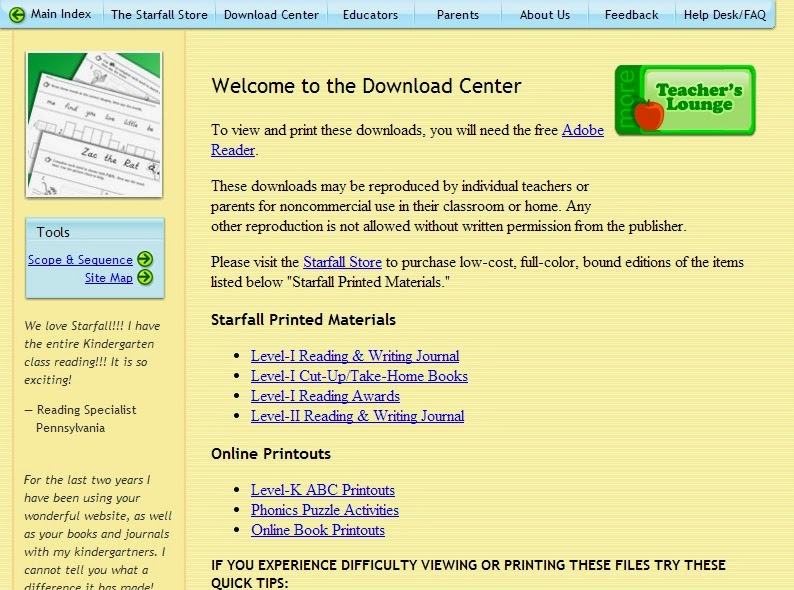 輕鬆當爸媽: Starfall 【Educational Download Center】 Starfall免費教材下載