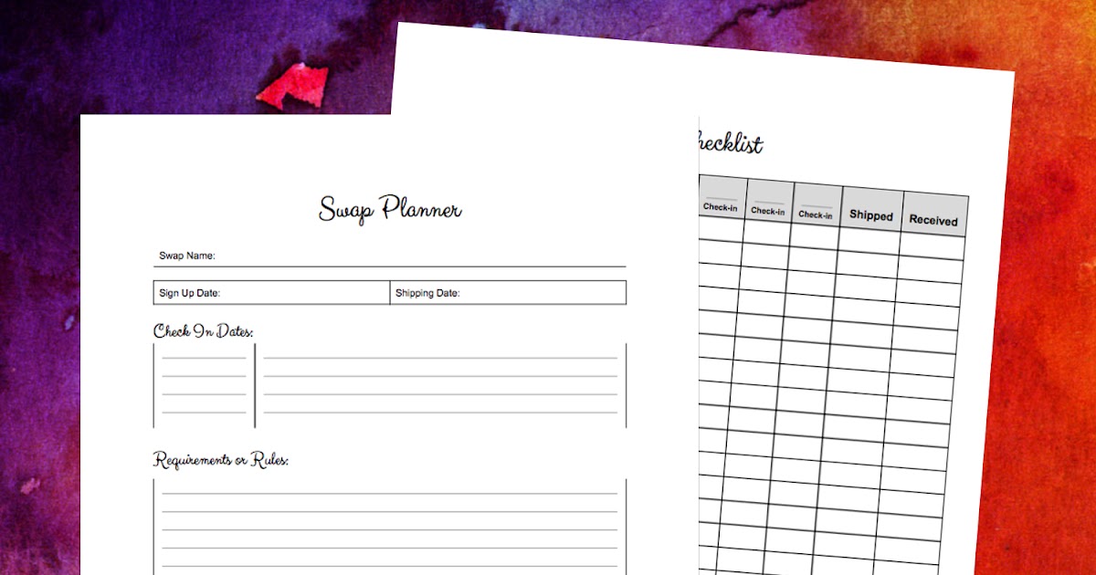 FREE Printable Swap Organizing Sheets | Amista Baker