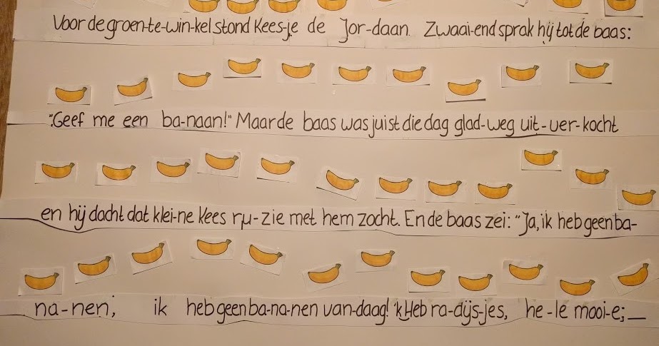 Meester Ton: Grafische partituur: Keesje de Jordaan “bananenlied”.