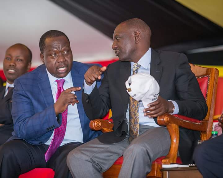 William Ruto with Dr. Fred Matiangi earlier today at Statehouse (photo ...