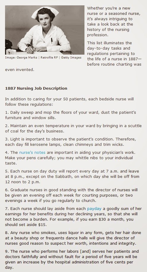 The Baynhams: 07:05:14 1887 Nursing Job Description!