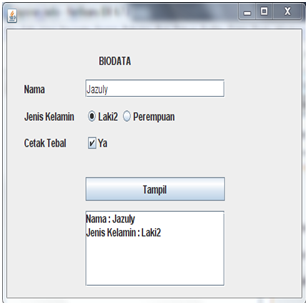 Membuat Cetak Tebal Check Button Radio Button Pada Netbeans | Jazuly