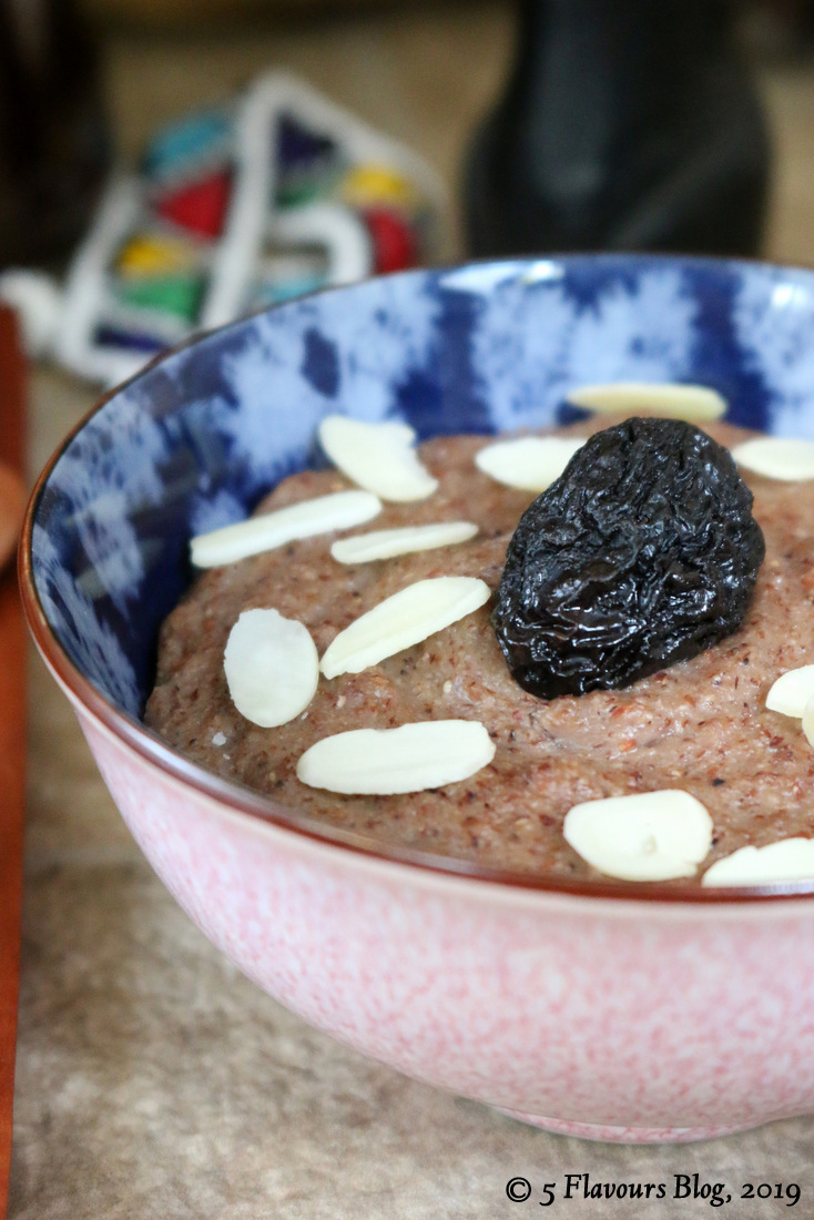 Creamy Sorghum Mush with Orange Peel & Prunes