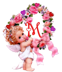 Alfabeto angelita con corazón de flores. - Oh my Alfabetos!