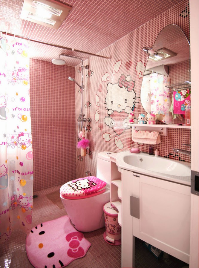 Design Hello Kitty Theme Bathroom Interior Decorations Ideas