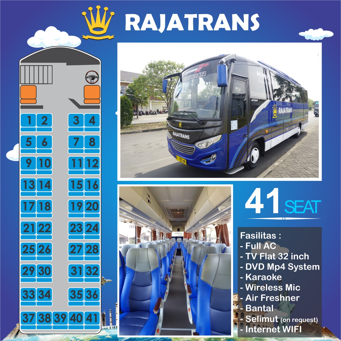 FOTO-FOTO dan DENAH SEAT BUS PARIWISATA RAJATRANS