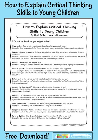 How to Teach Critical Thinking Skills to Young Children (Freebie!)