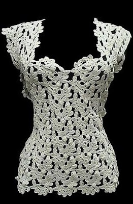 TOPURI CROSETATE ROMANIA: TOP CROSETAT MANUAL DANTELAT FRUNZA MODEL 2