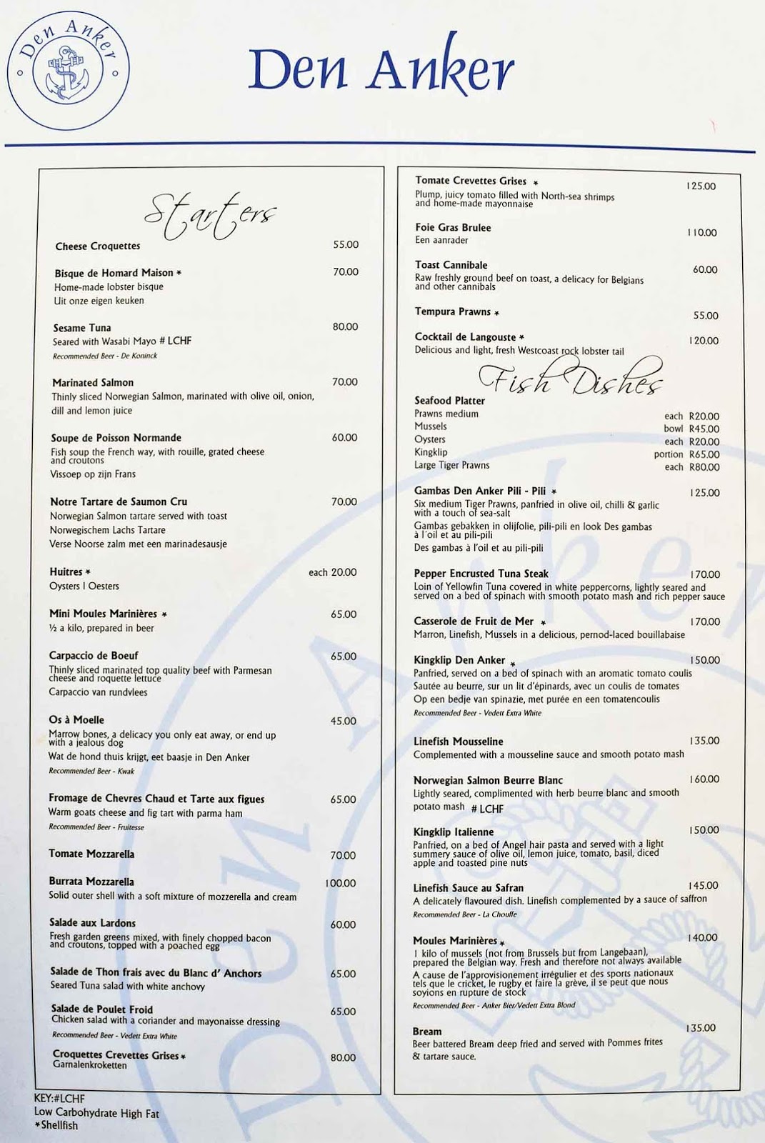 .: New winter menu at Den Anker, V&A Waterfront