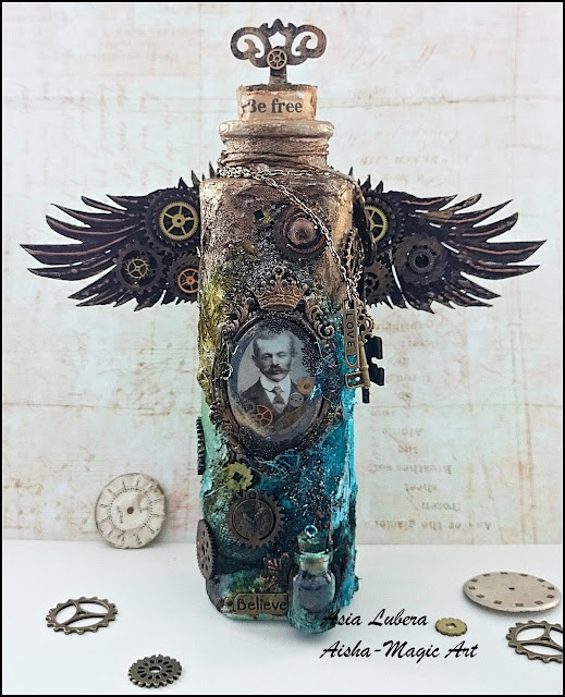 Enter into the magic: Steampunk Altered Bottle