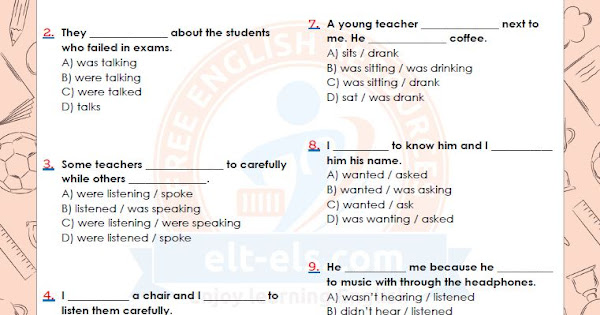 Past simple and past continuous multiple choice test | www.elt-els.com