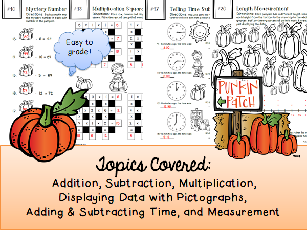Kelly McCown: October NO PREP Math Packet - 3rd Grade