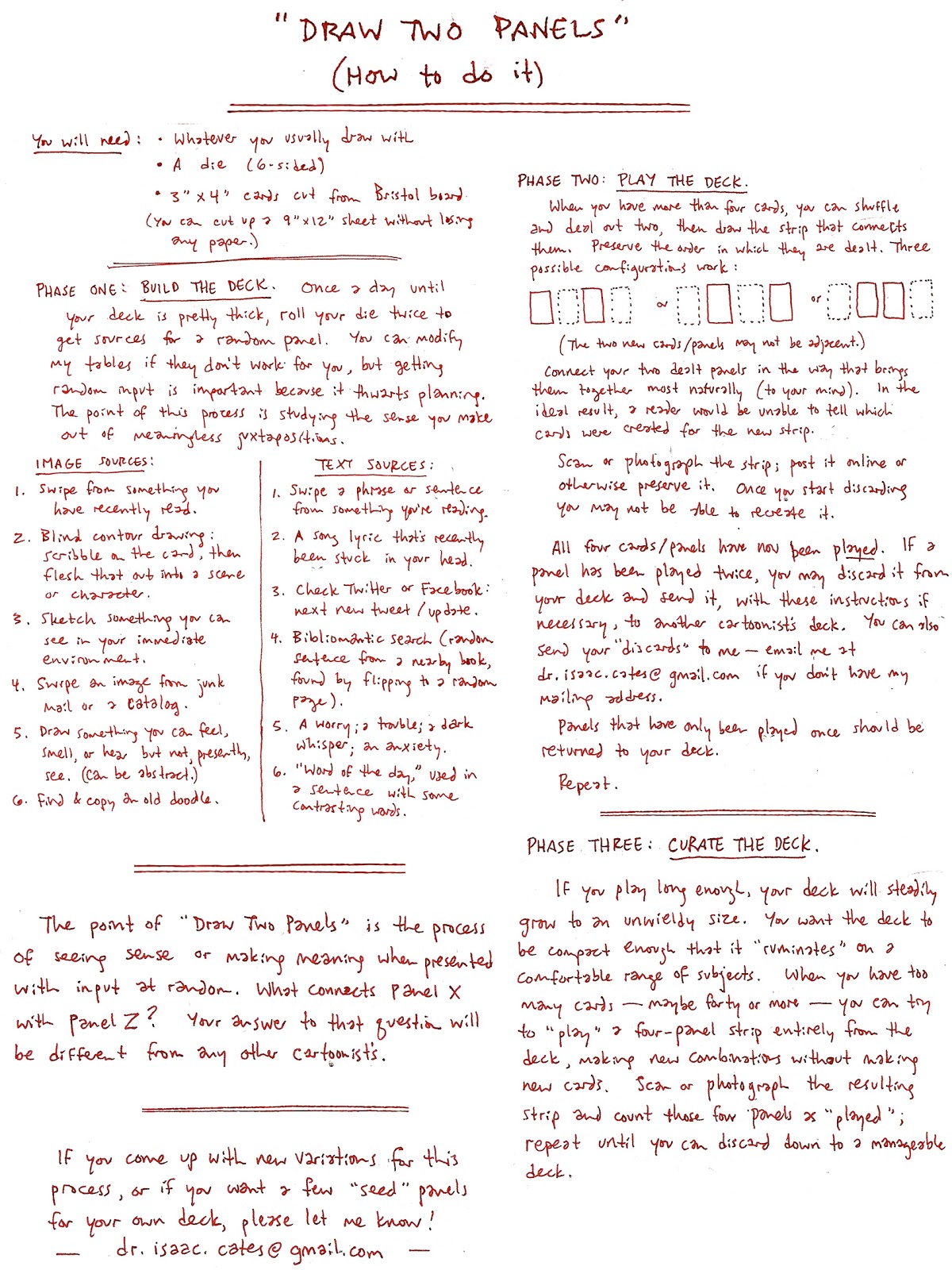 Satisfactory Comics: "Draw Two Panels": How to Play