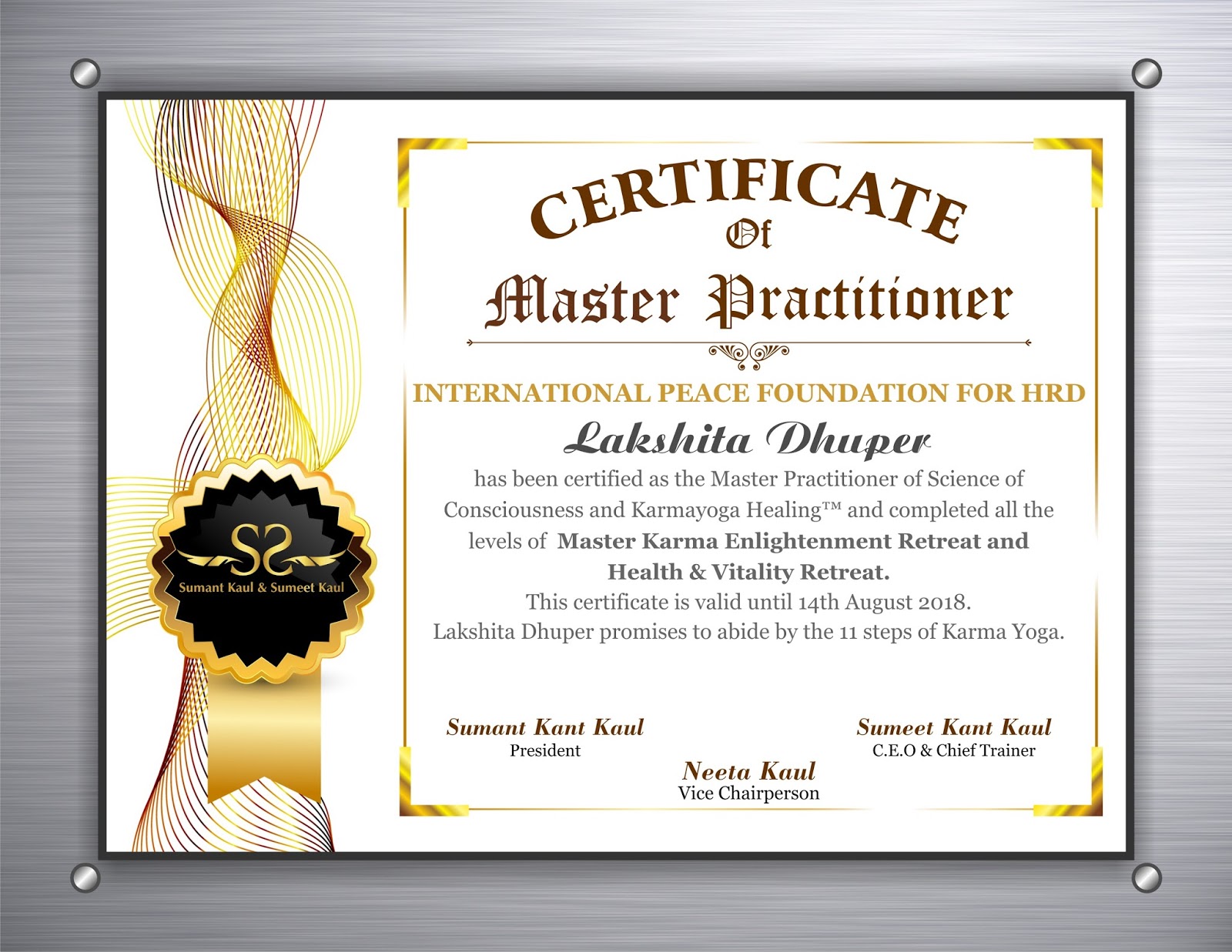 Ruchi Chauhan (Graphic Designer): Certificates