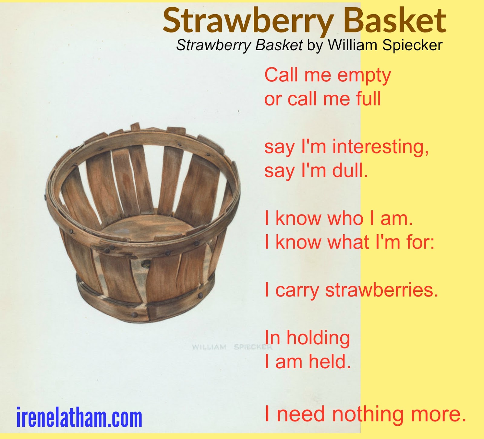 Live Your Poem...: ARTSPEAK! 2016: Poem #28 "Strawberry Basket"