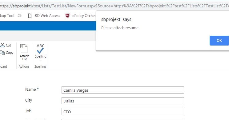 SharePoint tricks: Make attachment required field in SharePoint list