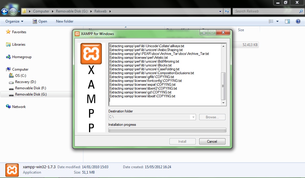 Install xampp