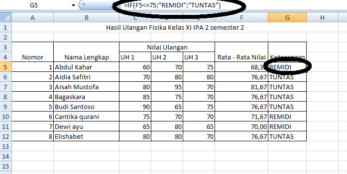 Penggunaan Rumus Fungsi IF pada MS. EXCEl ~ Bloger Pemalang