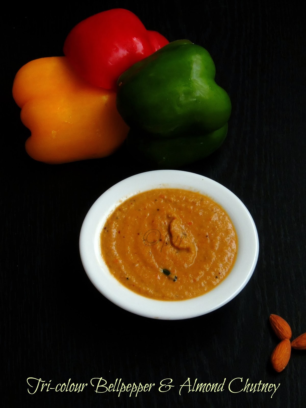 Priya's Versatile Recipes: Tri Colour Bellpepper & Almond Chutney