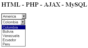 Cargar un select desde otro select PHP + AJAX + MySQL