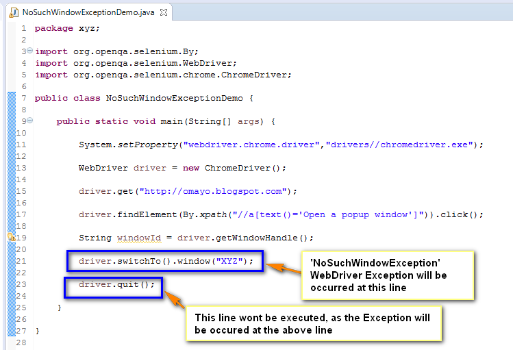 Selenium By Arun Nosuchwindowexception Webdriver Exception