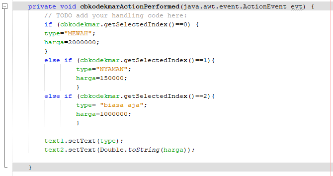 Penggunaan Combo Box pada Java Netbeans