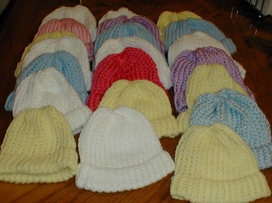 Karens Crocheted Garden of Colors: Loom Knitted Baby Hats