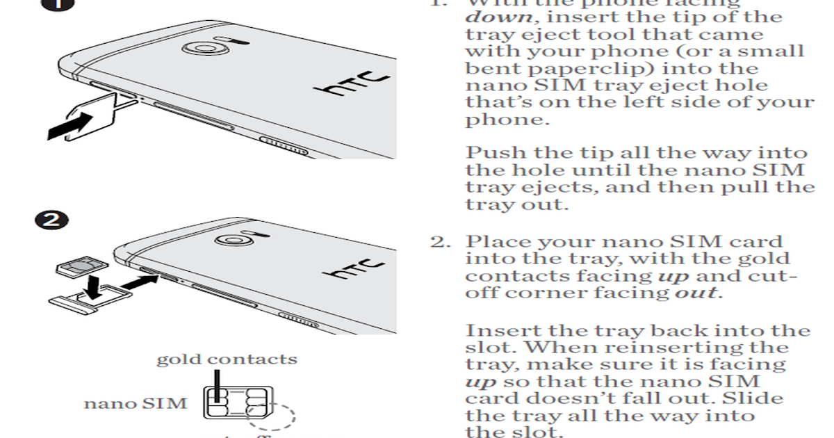 HTC10Manual: How to Inserting Nano SIM and microSD cards on HTC 10