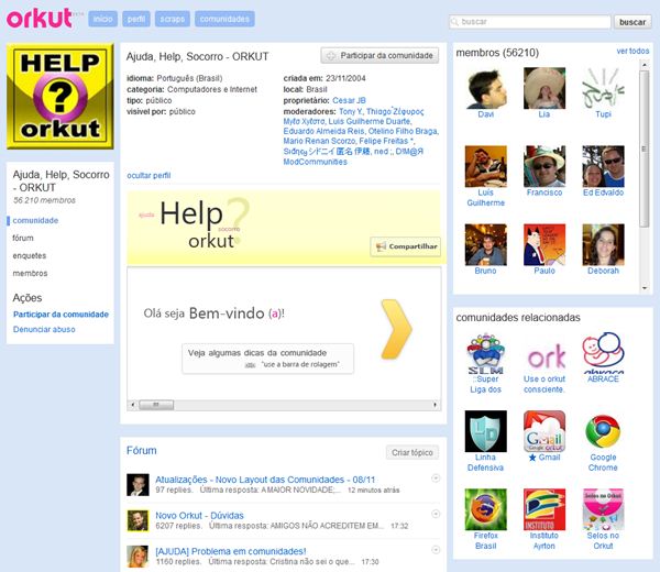 Orkut libera novo layout de comunidades | Tecnologia & Games