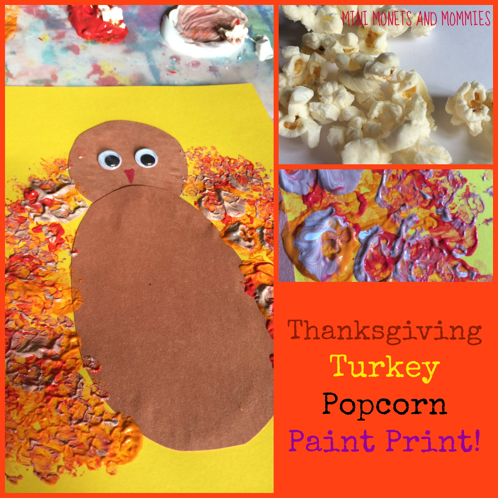 Mini Monets and Mommies: Popcorn Print Thanksgiving Turkey Art