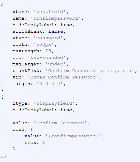 Ext Js Validating Password And Confirm Password Field
