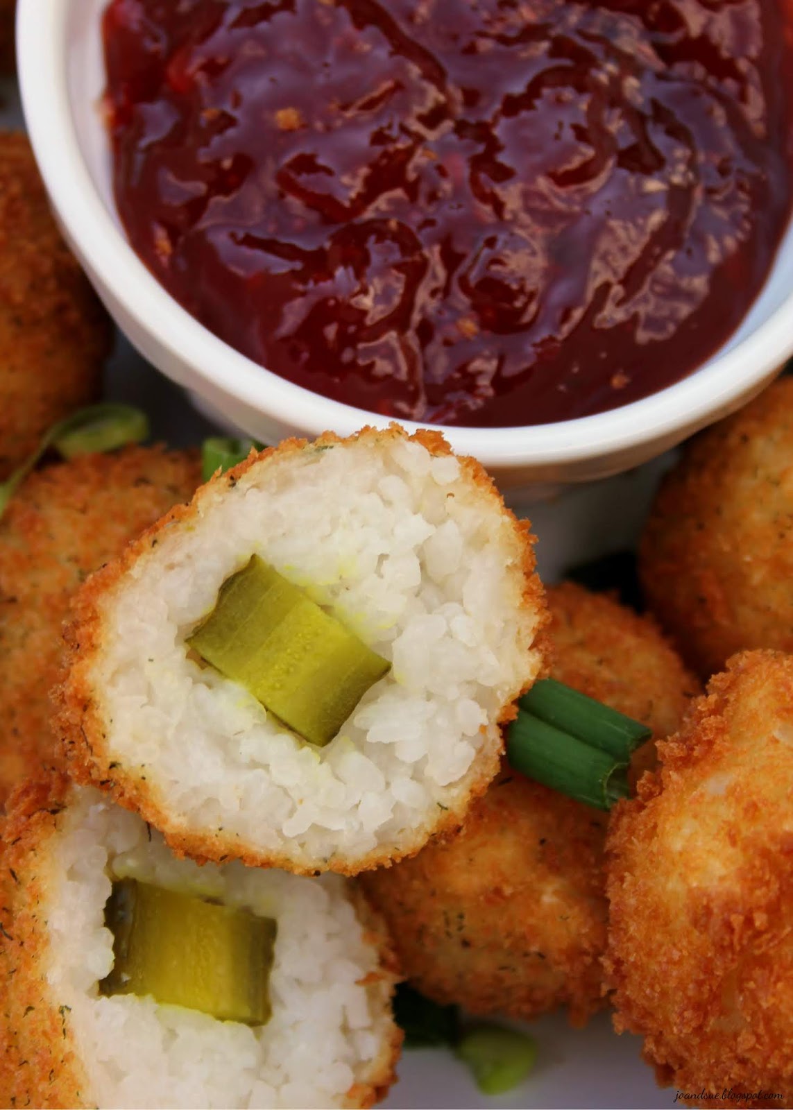 Jo and Sue: Crunchy Pickle Rice Balls with Spicy Red Pepper Jelly