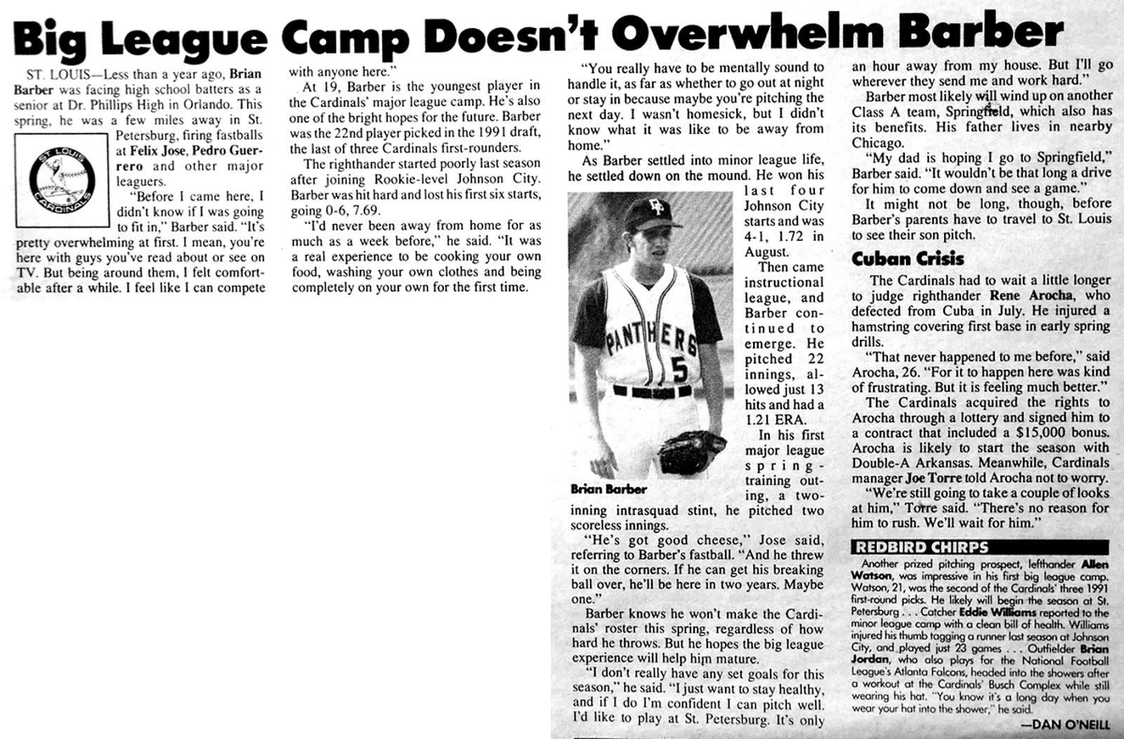 Junk Wax Prospector - Brian Barber - St. Louis Cardnials