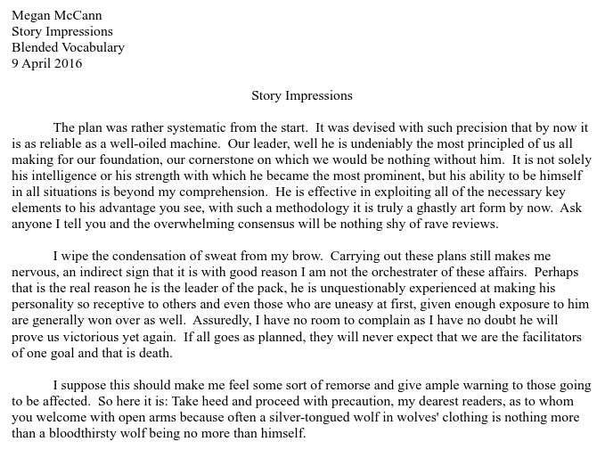 A Lever and a Place to Stand: Story Impressions Made an Impression on Me